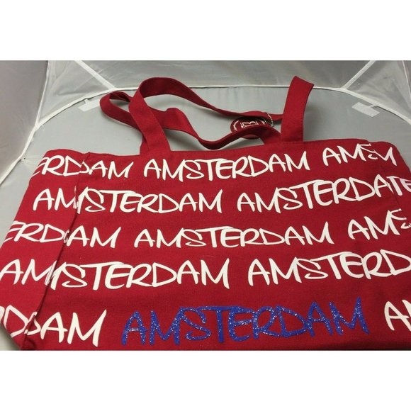Robin Ruth | Bags | Robin Ruth Amsterdam Red White Canvas Zipper ...